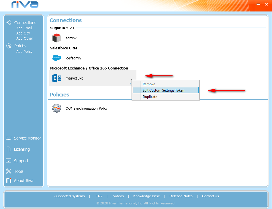 How to Apply Advanced Options to an Exchange Connection In Riva – Riva Engine Knowledgebase