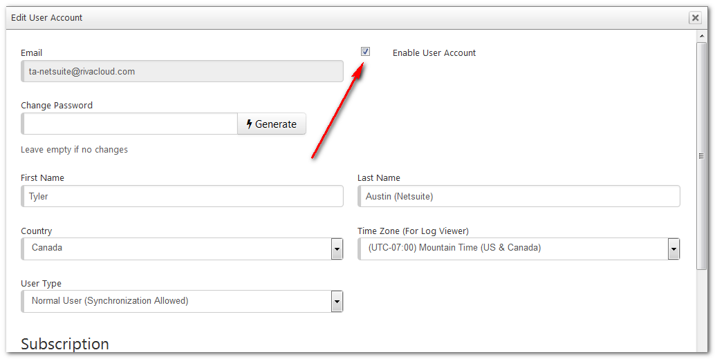 Riva Cloud Admin: Edit a User – Riva Engine Knowledgebase