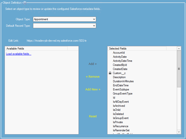 Review or Update Configured Salesforce Metadata Fields – Riva Engine Knowledgebase