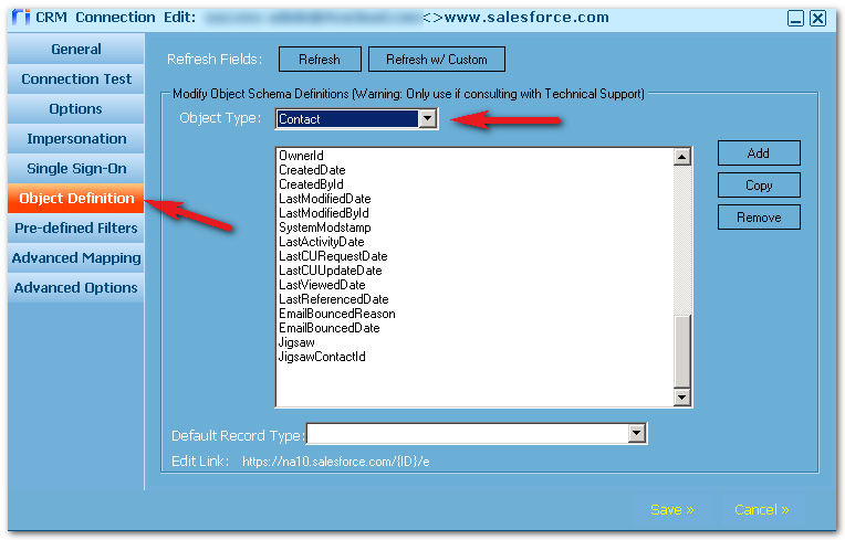 Salesforce Refresh The List Of Objects Mapped Through The Riva Connection Riva Engine