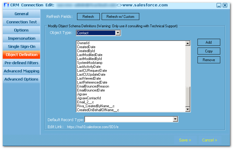 Salesforce Refresh The List Of Objects Mapped Through The Riva Connection Riva Engine