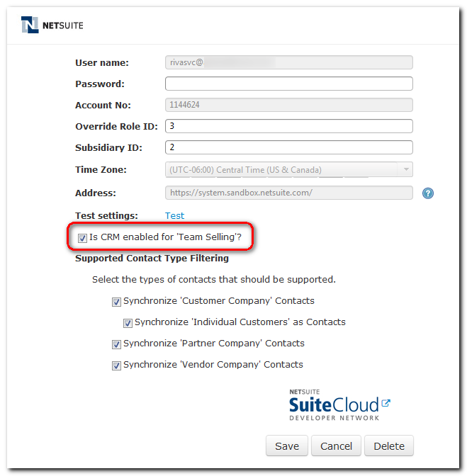 Configuring Riva to Sync The NetSuite "Team Selling" Feature – Riva Engine Knowledgebase