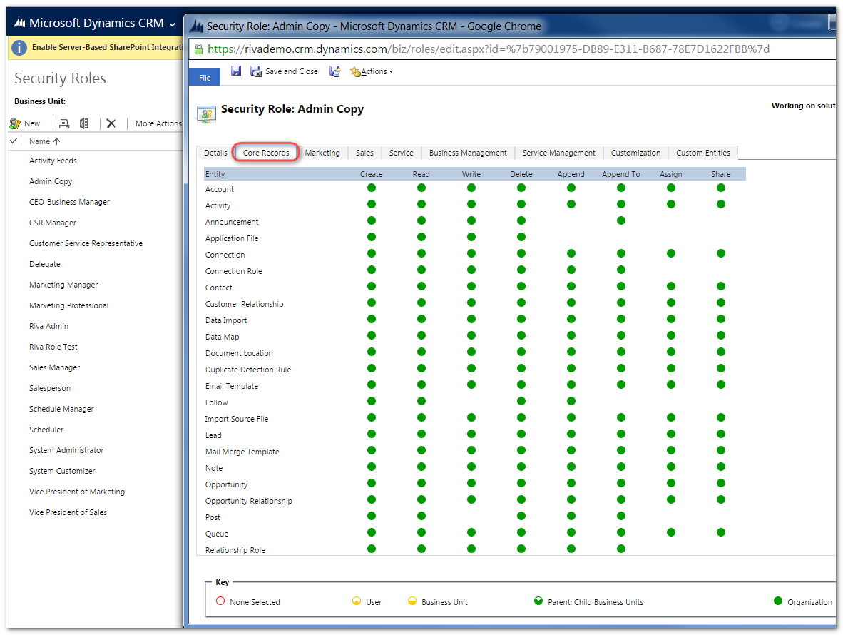Microsoft Dynamics Crm Security Role Permissions Explained Riva Engine Knowledgebase