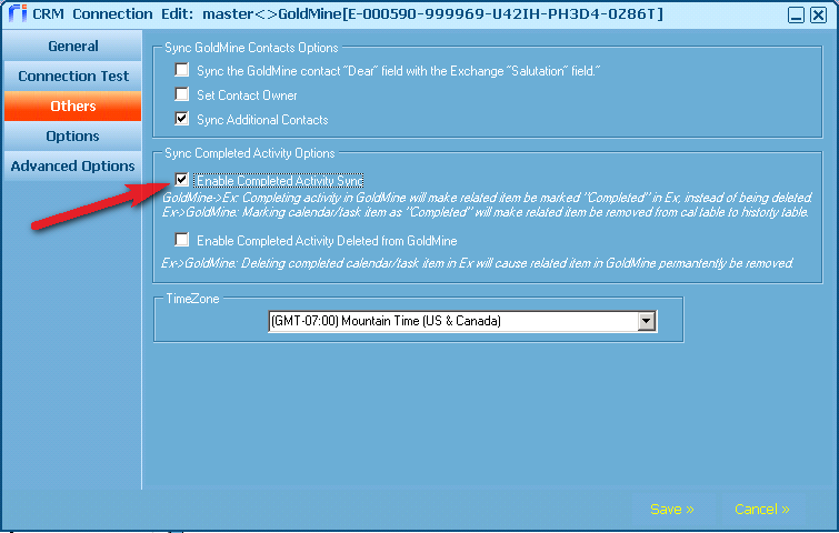 Create Test And Edit A Goldmine Crm Connection Riva Engine Knowledgebase