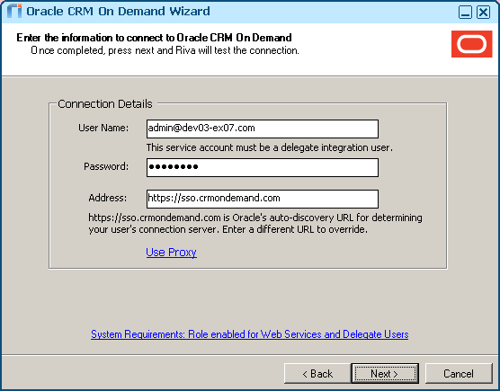 Create, Test, and Edit an Oracle CRM On Demand Connection – Riva Engine ...