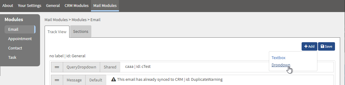 Configure The Track In Crm Fields Of Riva Insight Riva Engine Knowledgebase