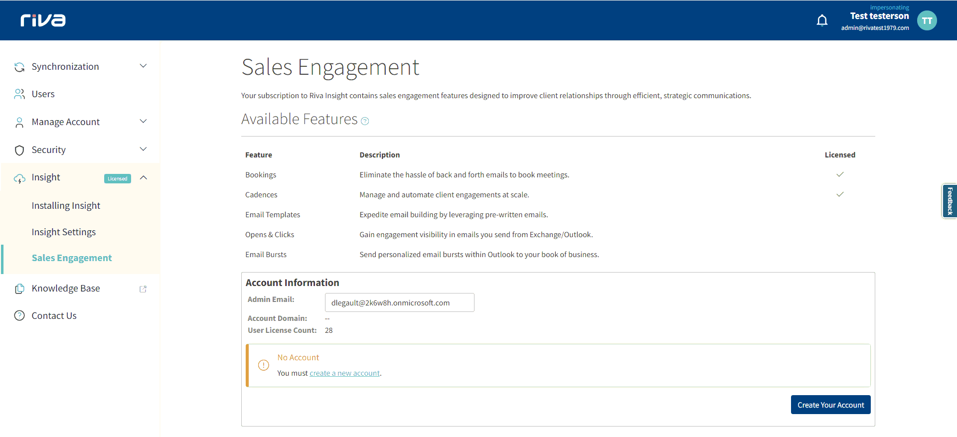 Setup & Configuration of Sales Engagement Features – Riva Engine Knowledgebase