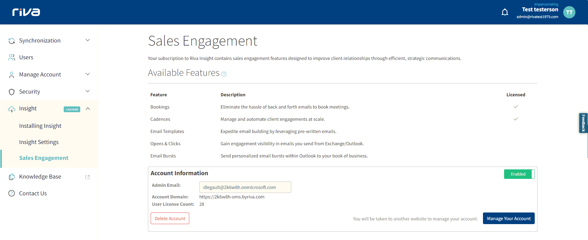 Setup & Configuration of Sales Engagement Features – Riva Engine Knowledgebase